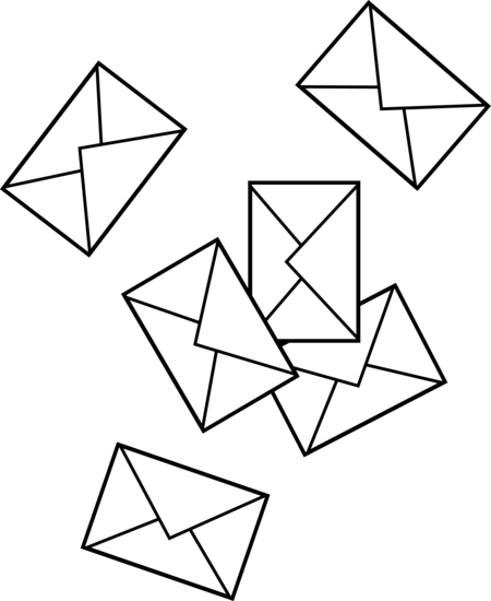 Download Scattered Mail Envelopes - Mail Clip Art Black And White PNG ...