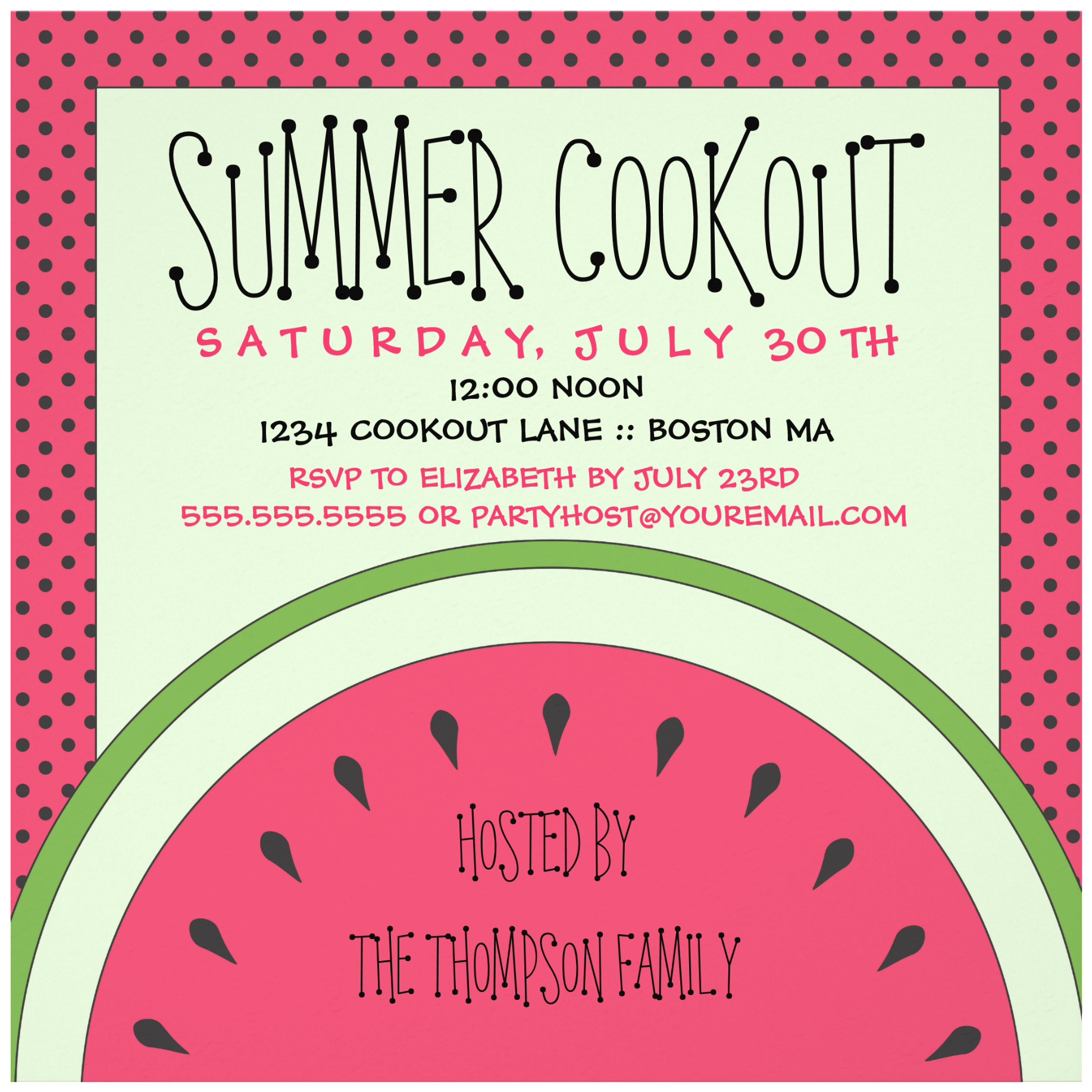 Download Watermelon Summer Cookout Invitation - Cookout Invitation PNG ...