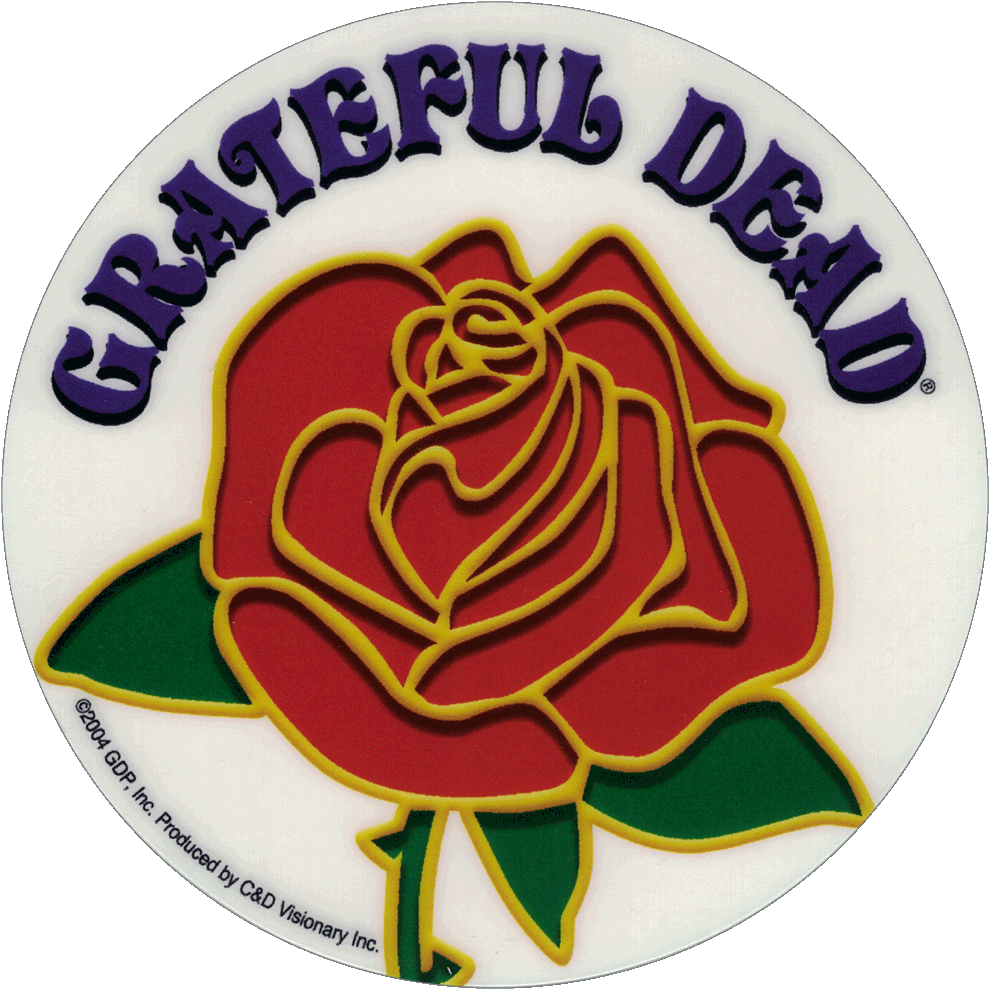 Grateful Dead Logo With Rose - Grateful Dead Rose With Logo Sticker ...
