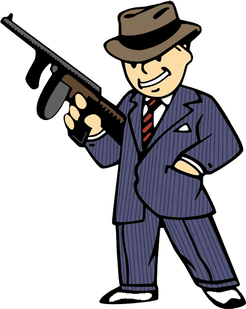 Download Mademan2 - Fallout Vault Boy Tommy Gun PNG Image with No ...