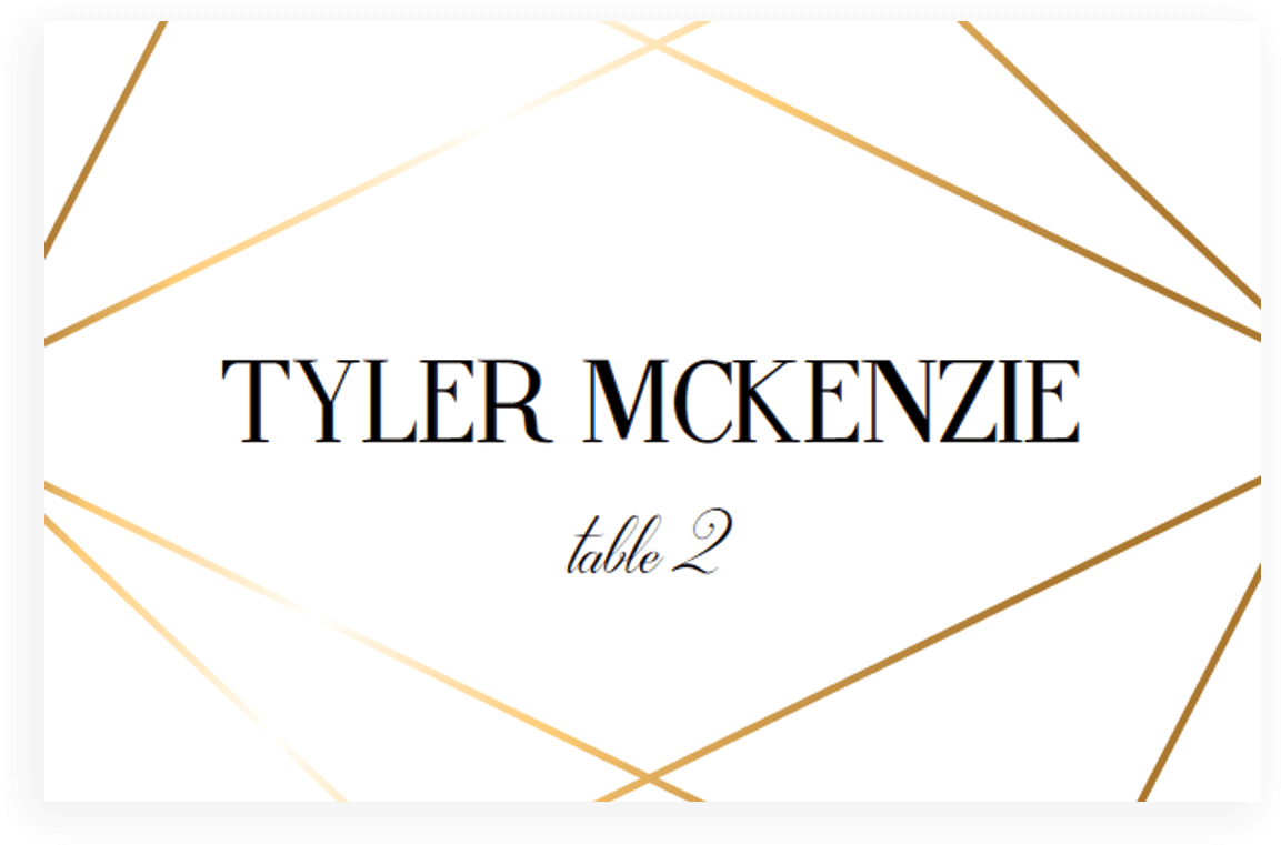 Modern Wedding Name Cards Printables By Papersizzle - Geometric Gold ...