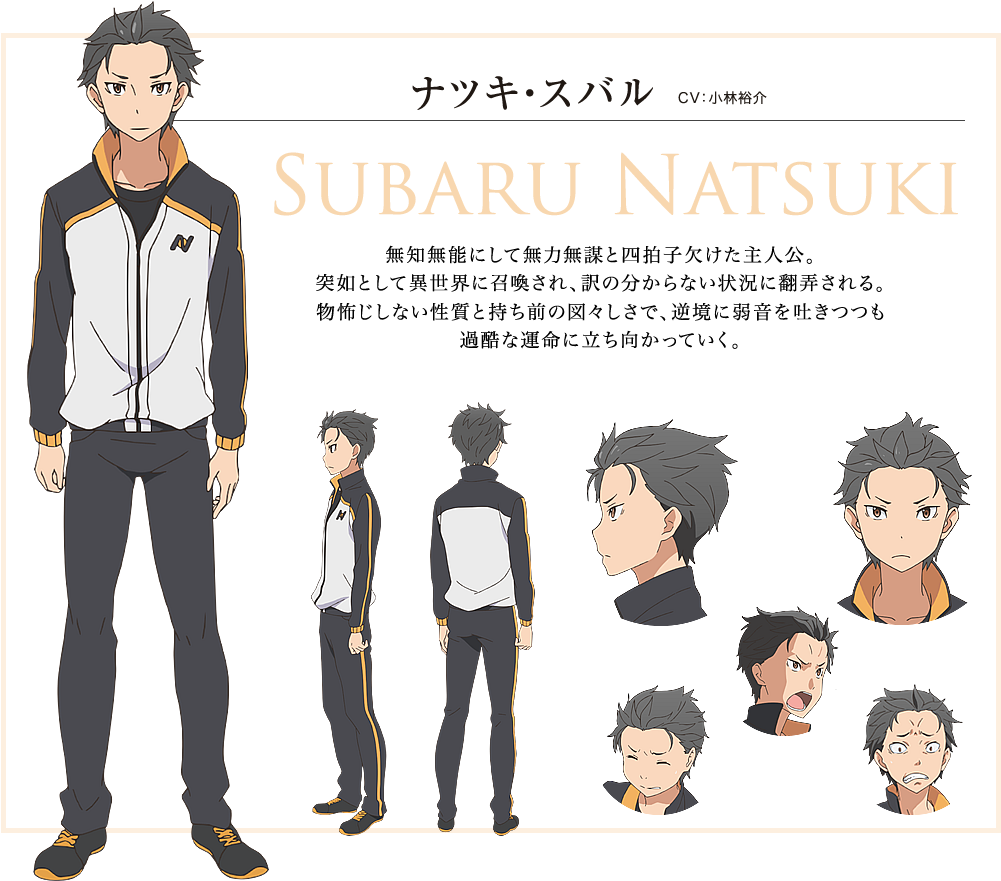 Download Natsuki Subaru Character Art - Re Zero Main Character PNG ...
