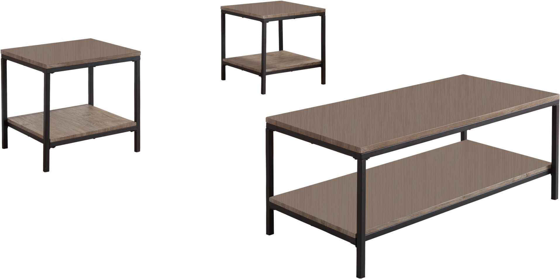 Download Kinley 3 Piece Gray Wood & Black Metal Frame Modern - Regał ...