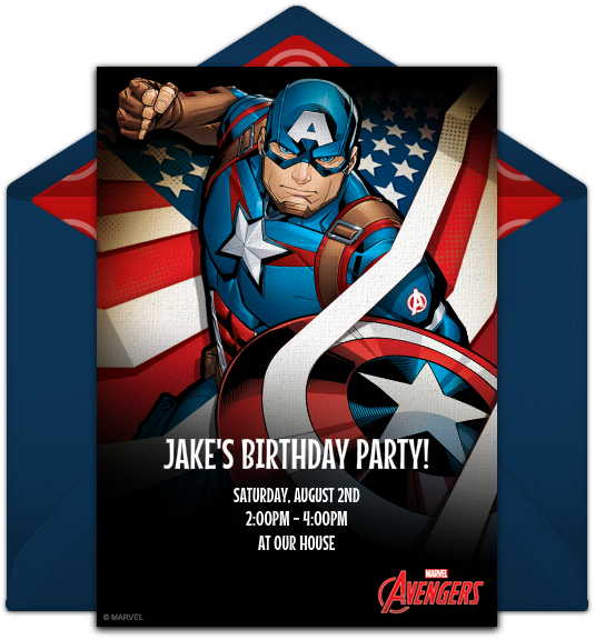 Avengers Captain America Online Invitation - Captain America Invitation ...