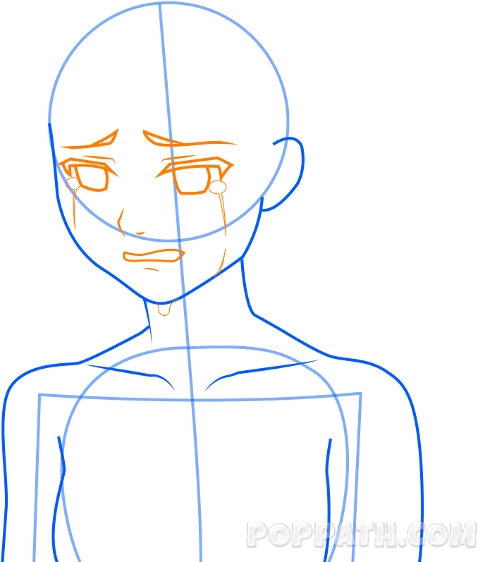 Add Details To The Face Such As Sad Eyes With Tears - Draw A Girl ...