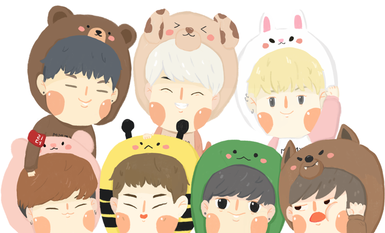 Download 𝓫𝓮𝓼𝓲𝓭𝓮 - Monsta X Cartoon PNG Image with No Background ...