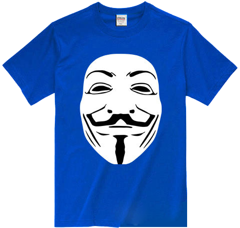 Download Anonymous Mask Blue T-shirt Larger Image - Guy Fawkes Mask PNG ...