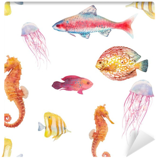 Download Watercolor Tropical Fish Seamless Pattern - Watercolor ...