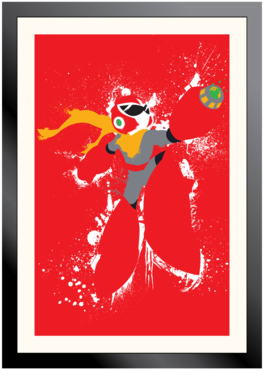 Proto Man Splatter Art Poster - Mega Man - Free Transparent PNG ...
