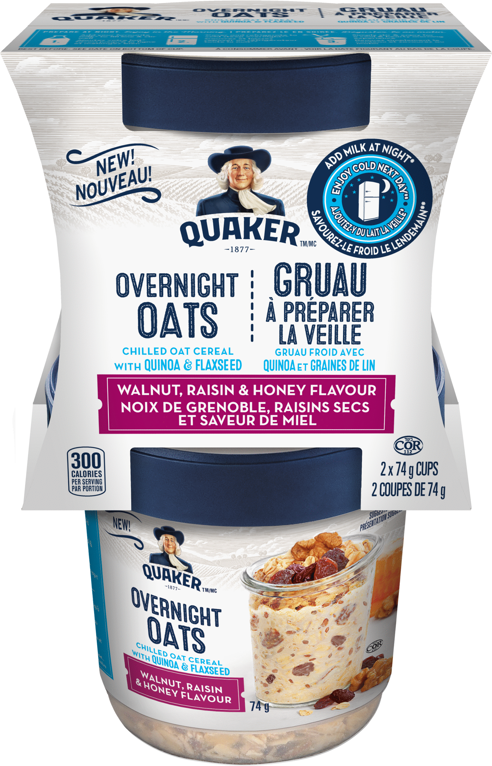 Download Quaker® Overnight Oats Walnut, Raisin & Honey Flavour - Quaker ...