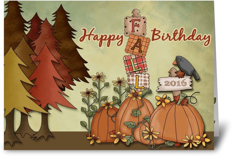 Download Happy Fall Birthday Greeting Card - Fall Birthday - Custom ...