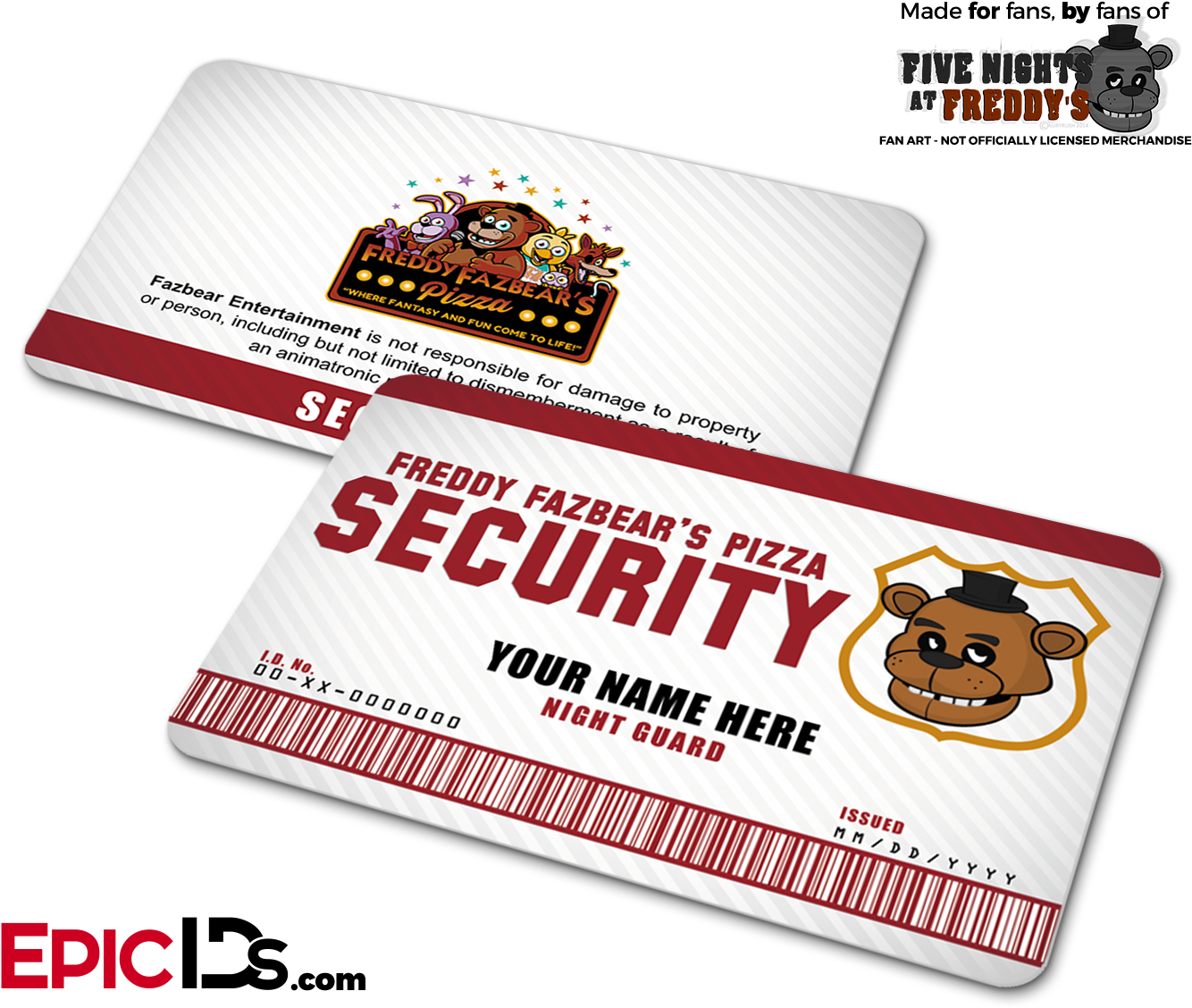 Night Guard Freddy Fazbear's Pizza Fnaf Id Badge - Fnaf Fazbear ...