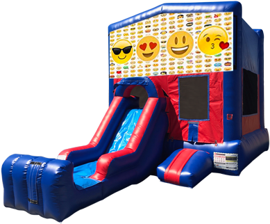 Emoji Mini Red & Blue Bounce House Combo W/ Single - Descendants Bounce ...