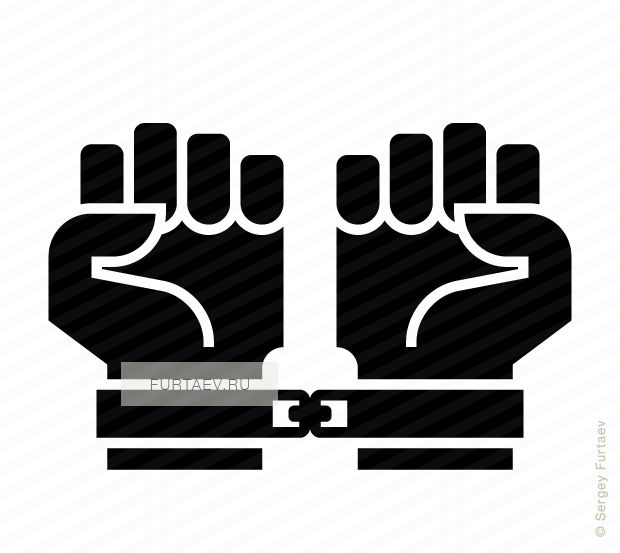 Vector Icon Of Hands In Handcuffs - Chained Hands Icon - Free ...