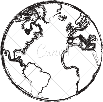 Line Drawing Of Globe At Getdrawings - Earth Sketch Transparent ...