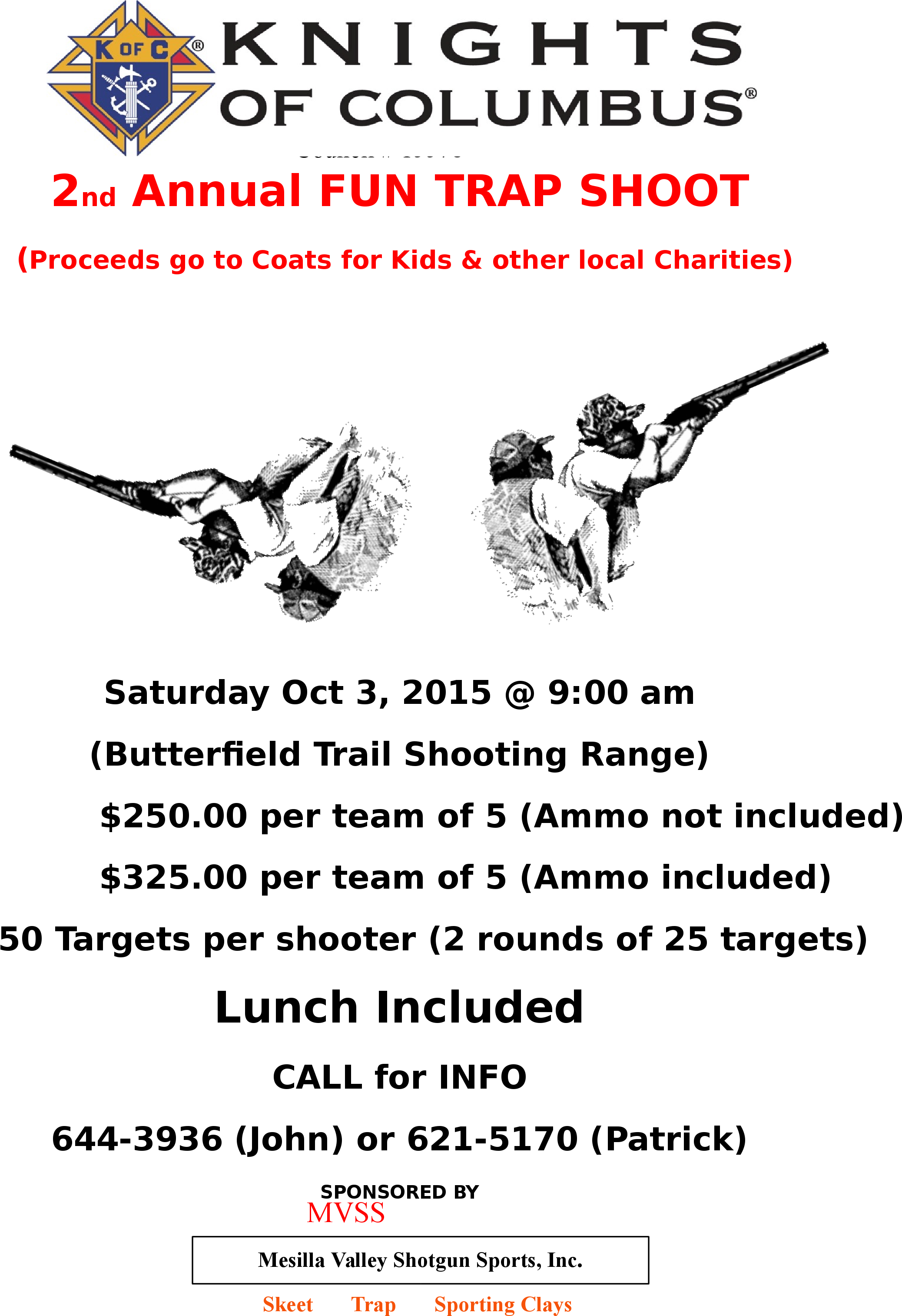 Download Flyer K Of C Trap Shoot - Knights Of Columbus Flyer PNG Image ...