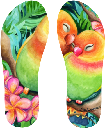 Download "sun Lovers" Flip Flops By Heather Ritts - Cartoon PNG Image ...