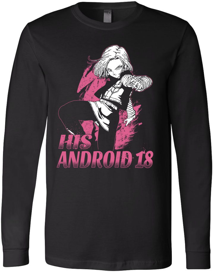 Download Super Saiyan His Android 18 Long Sleeve T Shirt - T-shirt PNG ...