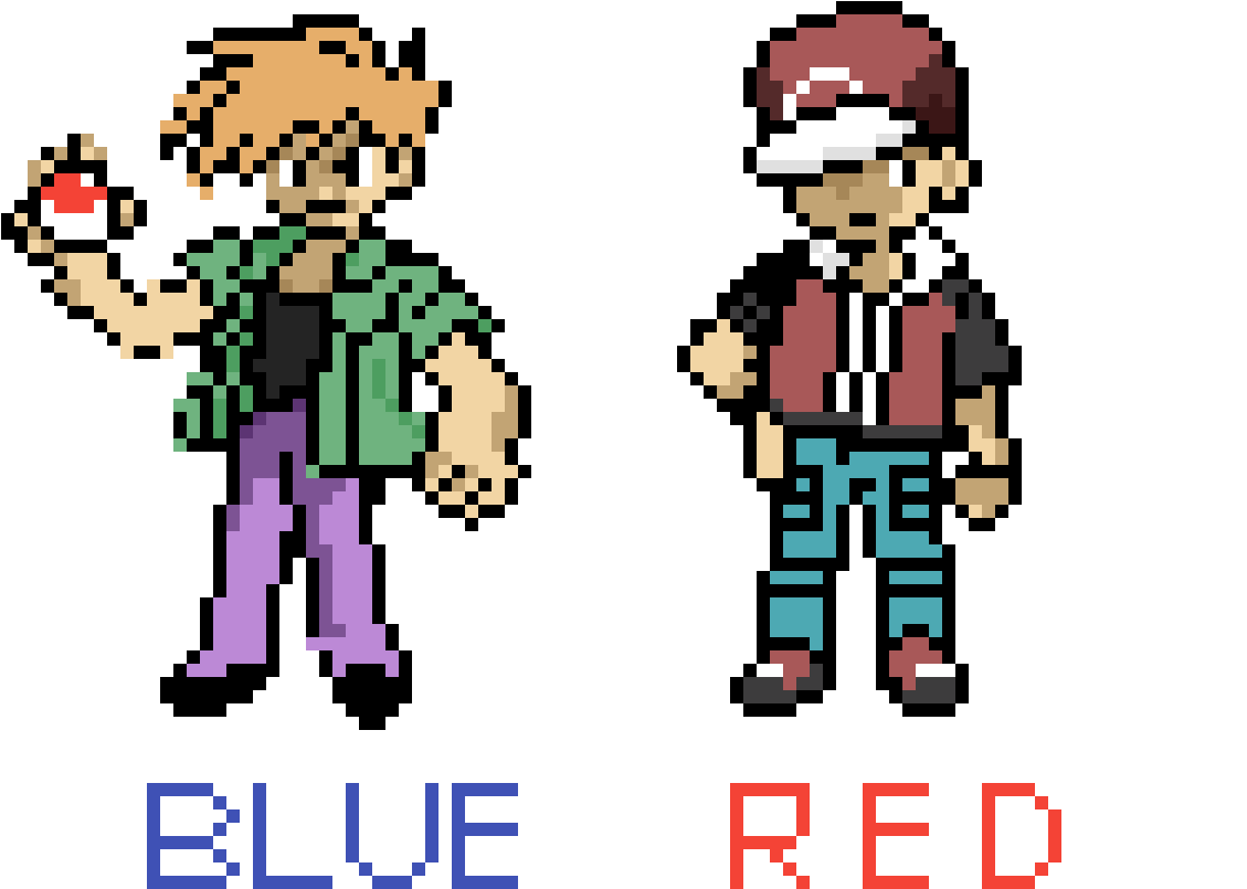 Download Pokemon Origins Trainers Red And Blue - Blue PNG Image with No ...
