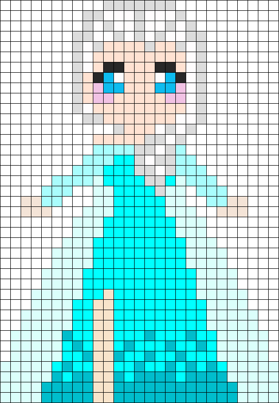 Frozen Cutie Elsa Perler Bead Pattern / Bead Sprite - Pixel Art Reine ...