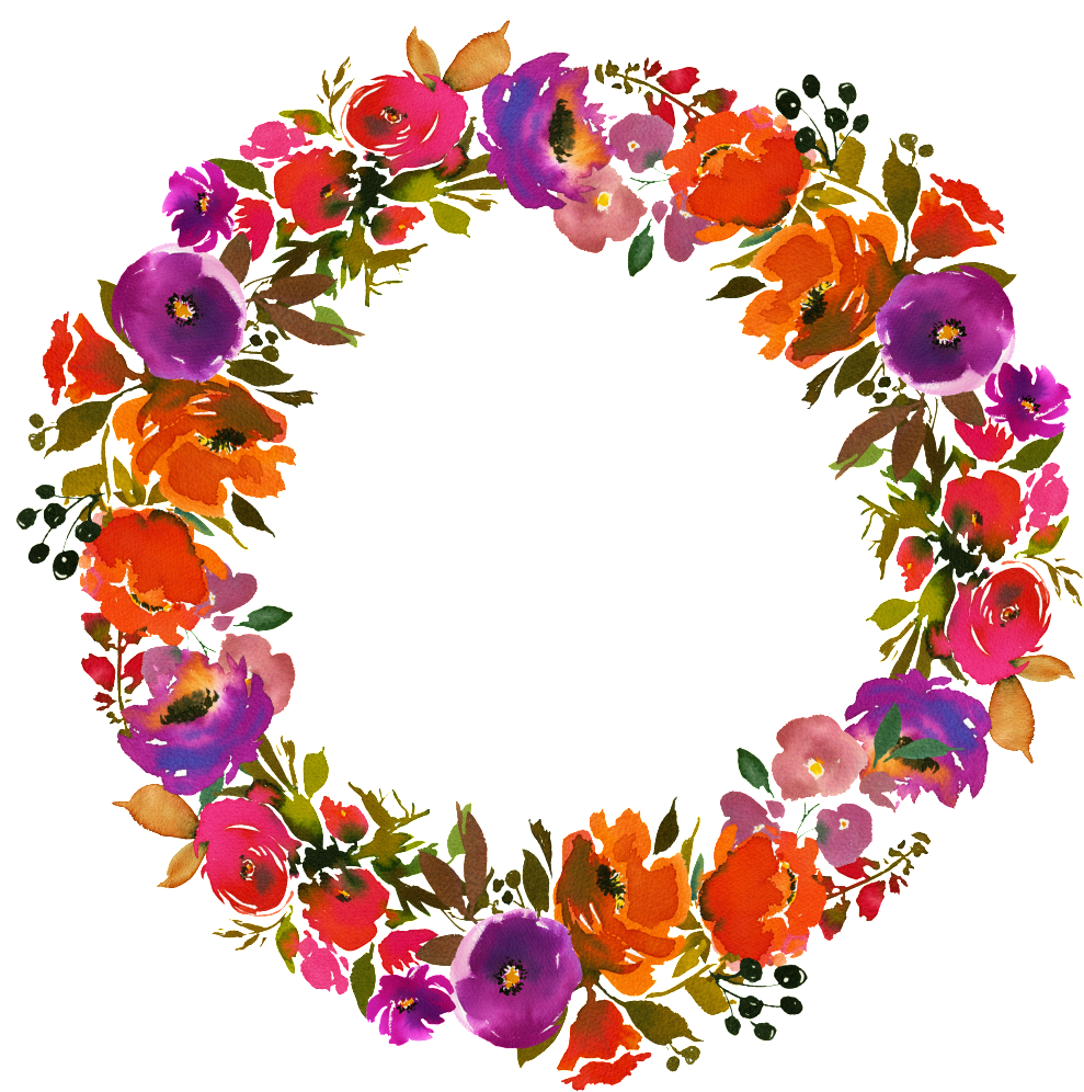 Download Hand Painted Three Color Flower Wreath Png Transparent ...