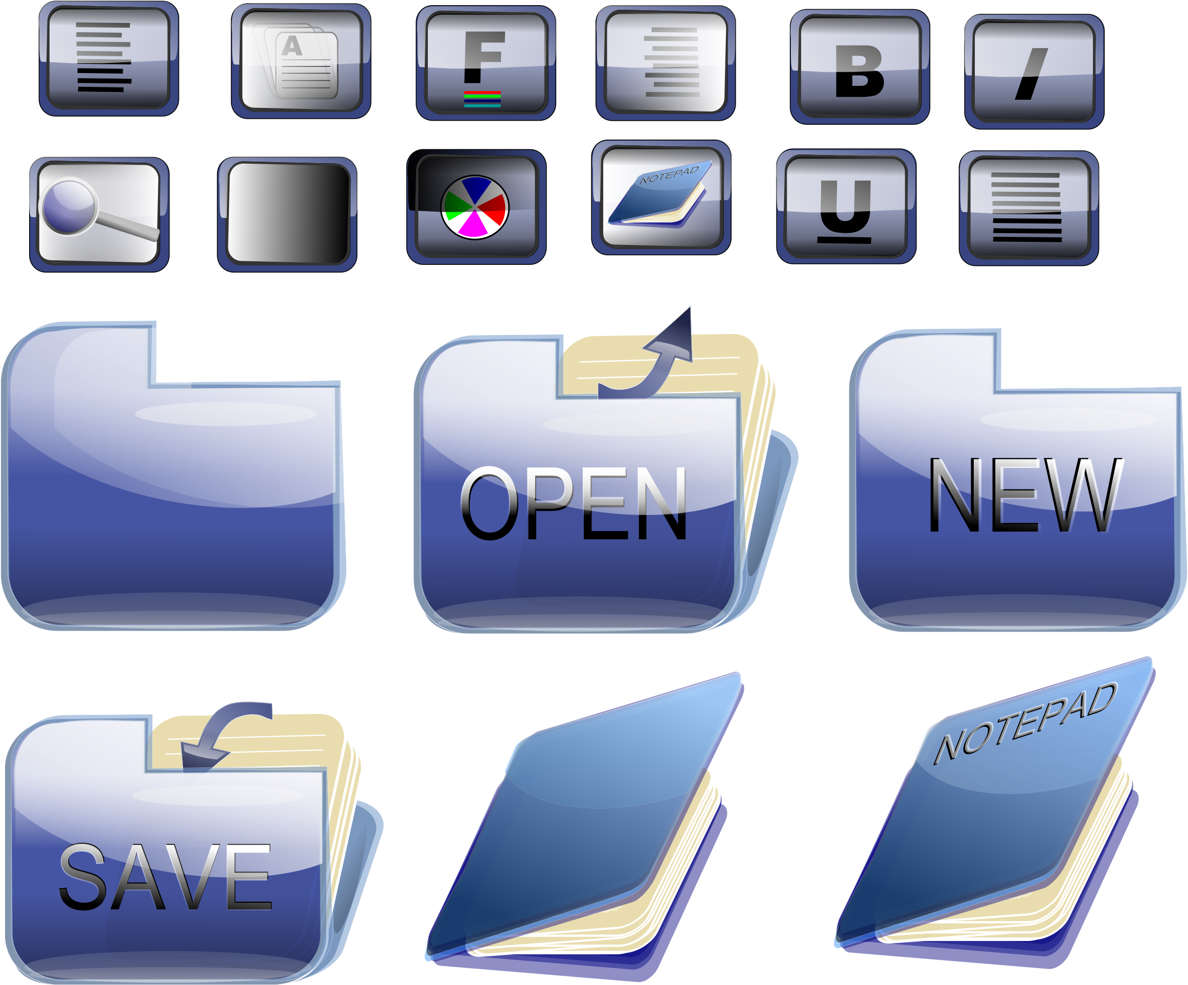 Bkue Folder Icons Free Vector - Folder Icon Set Blue - Free Transparent ...