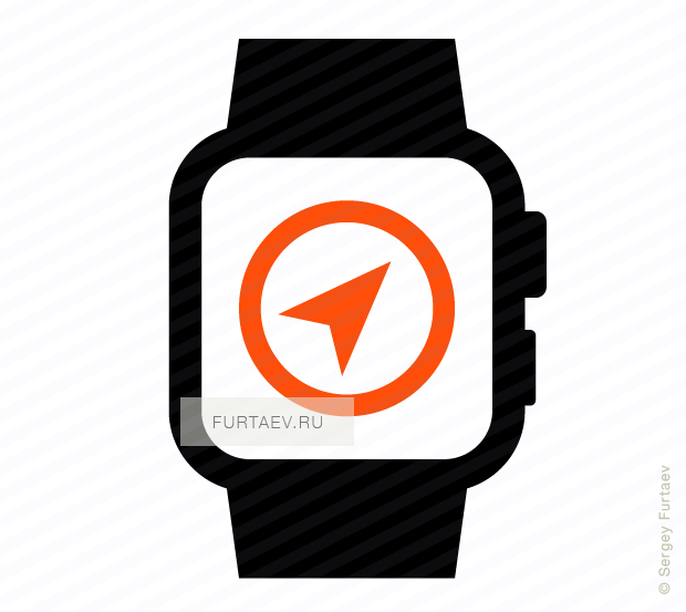 Download Vector Icon Of Smart Watch With Compass Arrow On Screen ...
