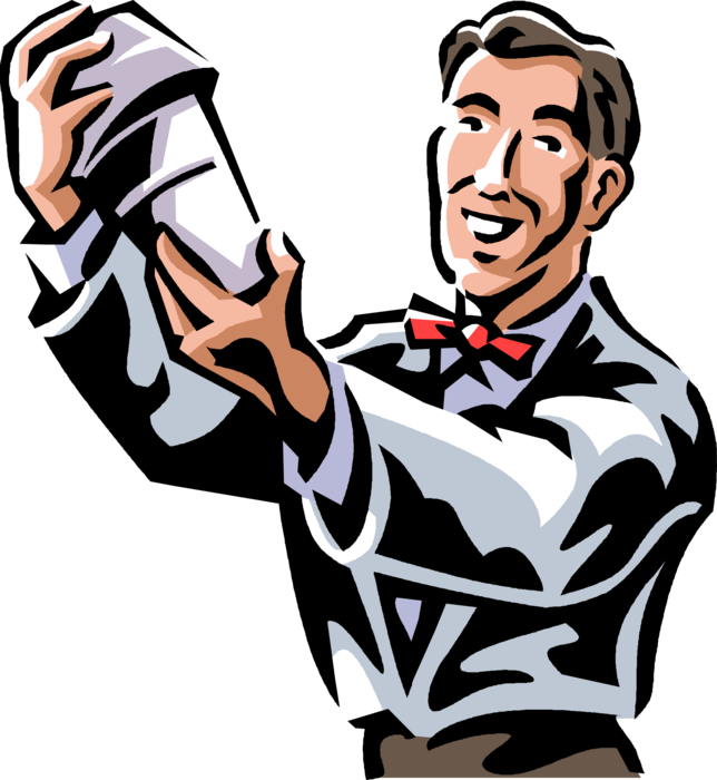 Bartender Serves Beverage Cocktails - Bartender Vector Png - Free ...