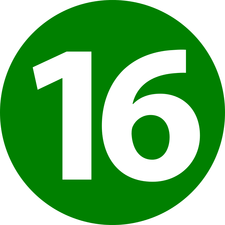 Download 16 - Number 16 Icon PNG Image with No Background - PNGkey.com
