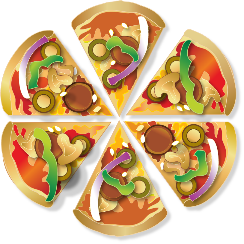 Pizza Vector 6 Slice - Chocolate - Free Transparent PNG Download - PNGkey