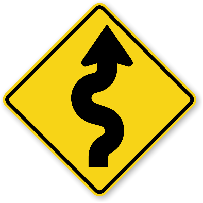 Narrow Road Signs - Winding Road Sign - Free Transparent PNG Download ...