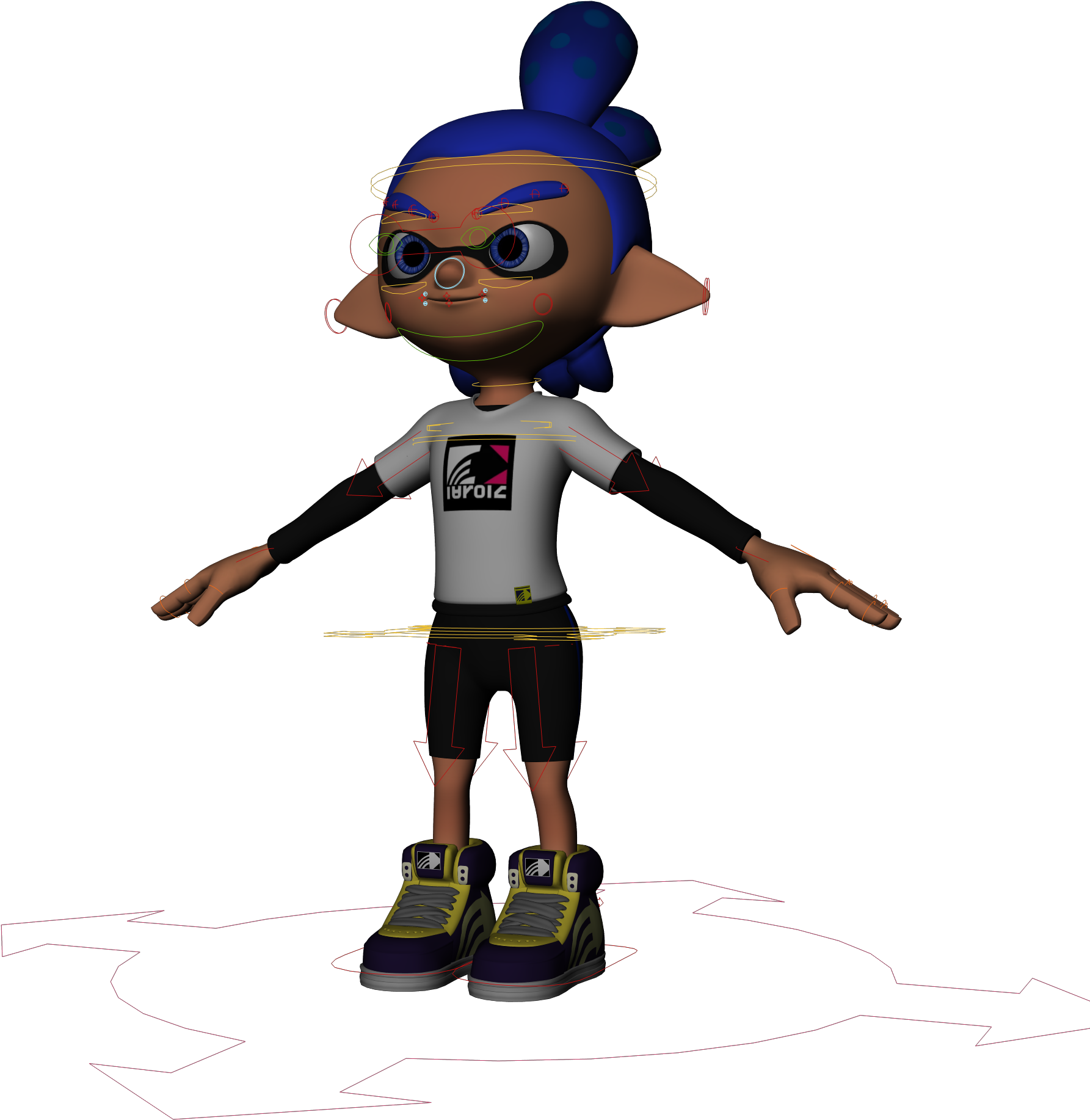 Inkling Boy Rigged Model From Splatoon - Cartoon - Free Transparent PNG ...