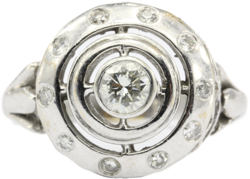 Download 14k White Gold Concentric Circles Diamond Ring Size - Ring ...