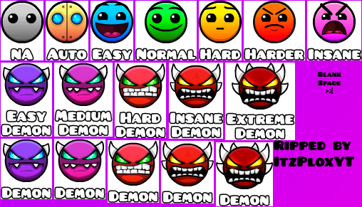 Main Difficulty Icons - Geometry Dash Demon Icon - Free Transparent PNG ...