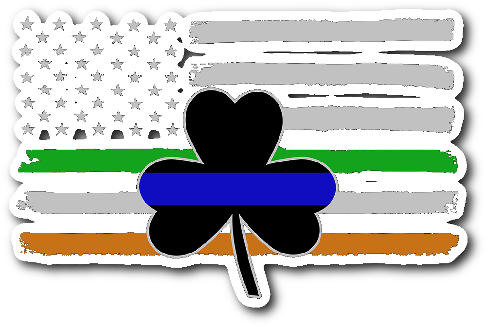 Download Thin Blue Line Shamrock & Irish Flag Sticker Decal - Thin Blue ...