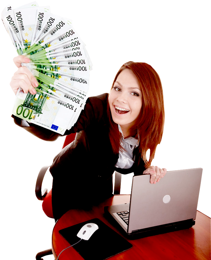 Download Happy Business Woman Showing The Money Business Woman Money Png Png Image With No