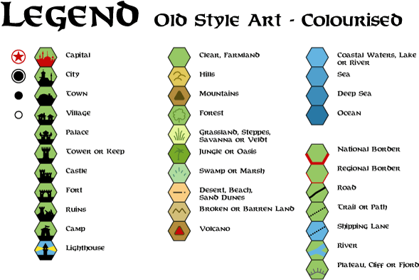 Download Colourised Old Style Art Legend - Symbol For Peninsula On A ...