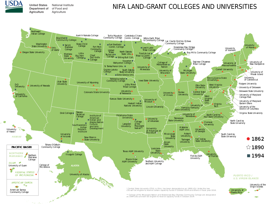 Download Colorado Svg America Map - Land Grant Colleges Map PNG Image ...