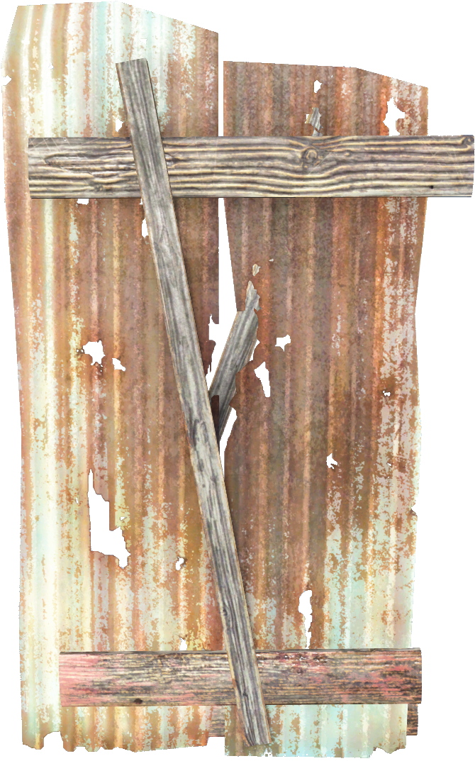 Fo4 Half Shack Wall Metal Panels Sloped - Plywood - Free Transparent ...