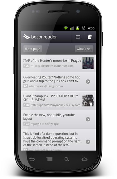 Download Baconreader Is The Only Reddit App For Android With - Jquery Mobile PNG Image with No ...