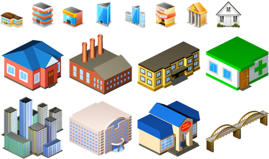 Download Pretty Urban Building Icons - Building Stencil Visio PNG Image ...