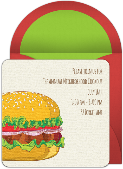 Download Burger Cookout Online Invitation - Cook Out PNG Image with No ...