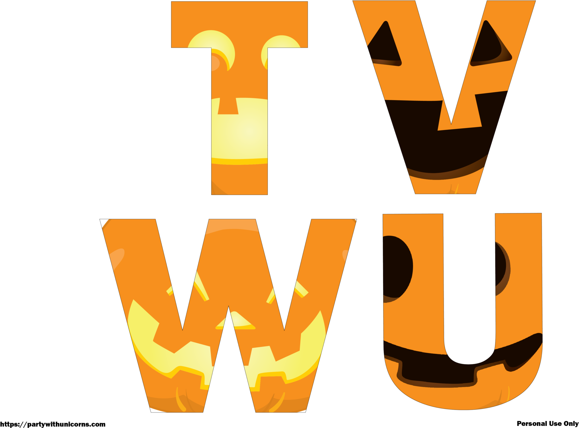 Halloween Letters Printable Jack O Lantern Faces Party - Letter - Free ...