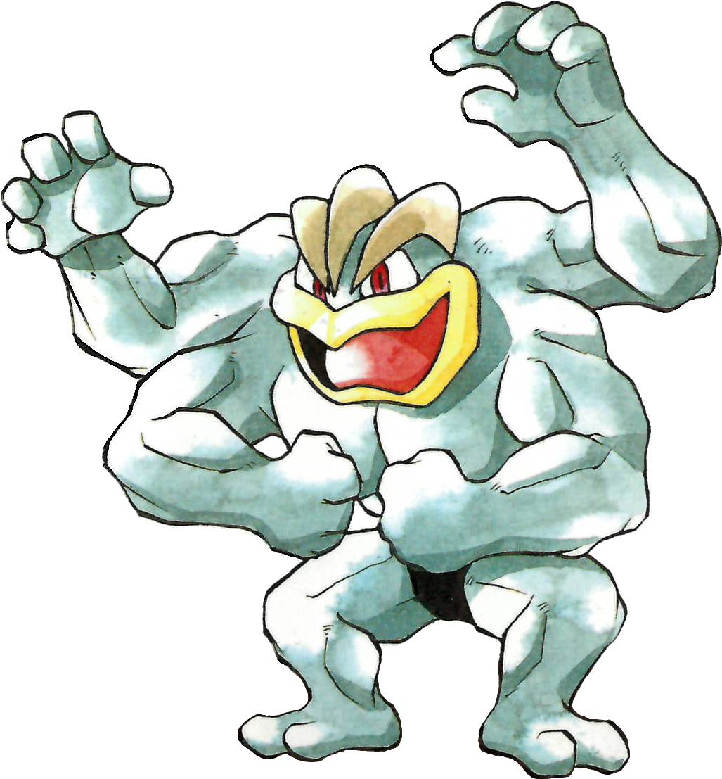 Machamp Pokemon Red And Green Official Render Art - Ken Sugimori ...