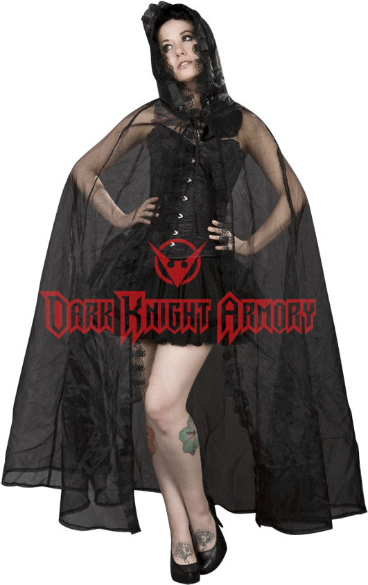 Black Organza Hooded Cape - Cape - Free Transparent PNG Download - PNGkey