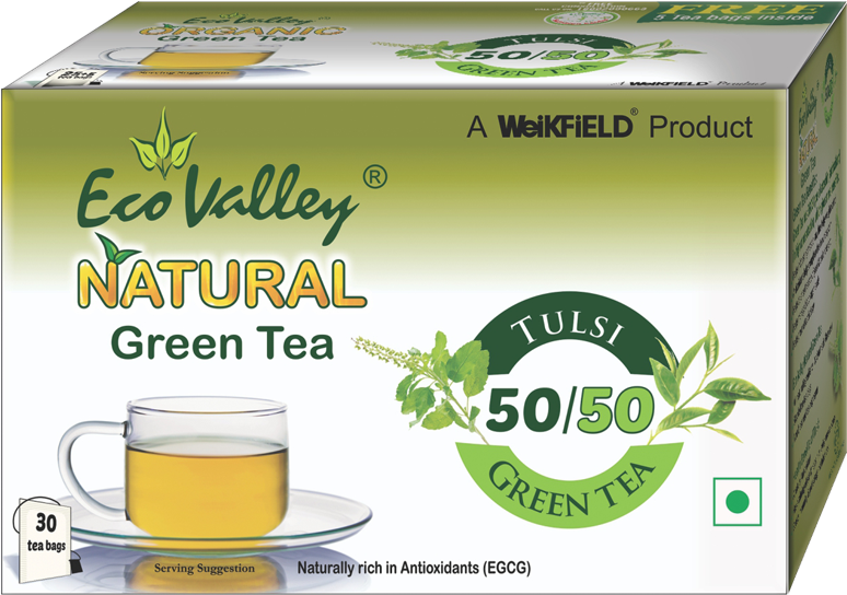 Eco Valley Organic Green Tea Ginger Mulethi - Free Transparent PNG ...