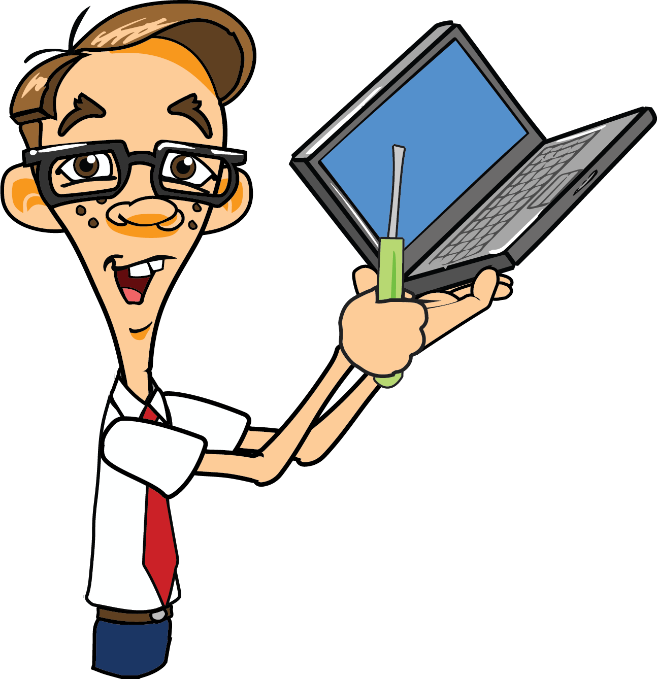 Download Back To Services - Computer Technician Cartoon Png PNG Image ...