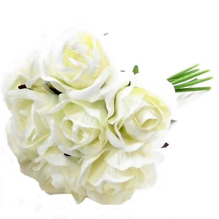 Download Bundle Of 9 Ivory Silk Roses - Rose PNG Image with No ...