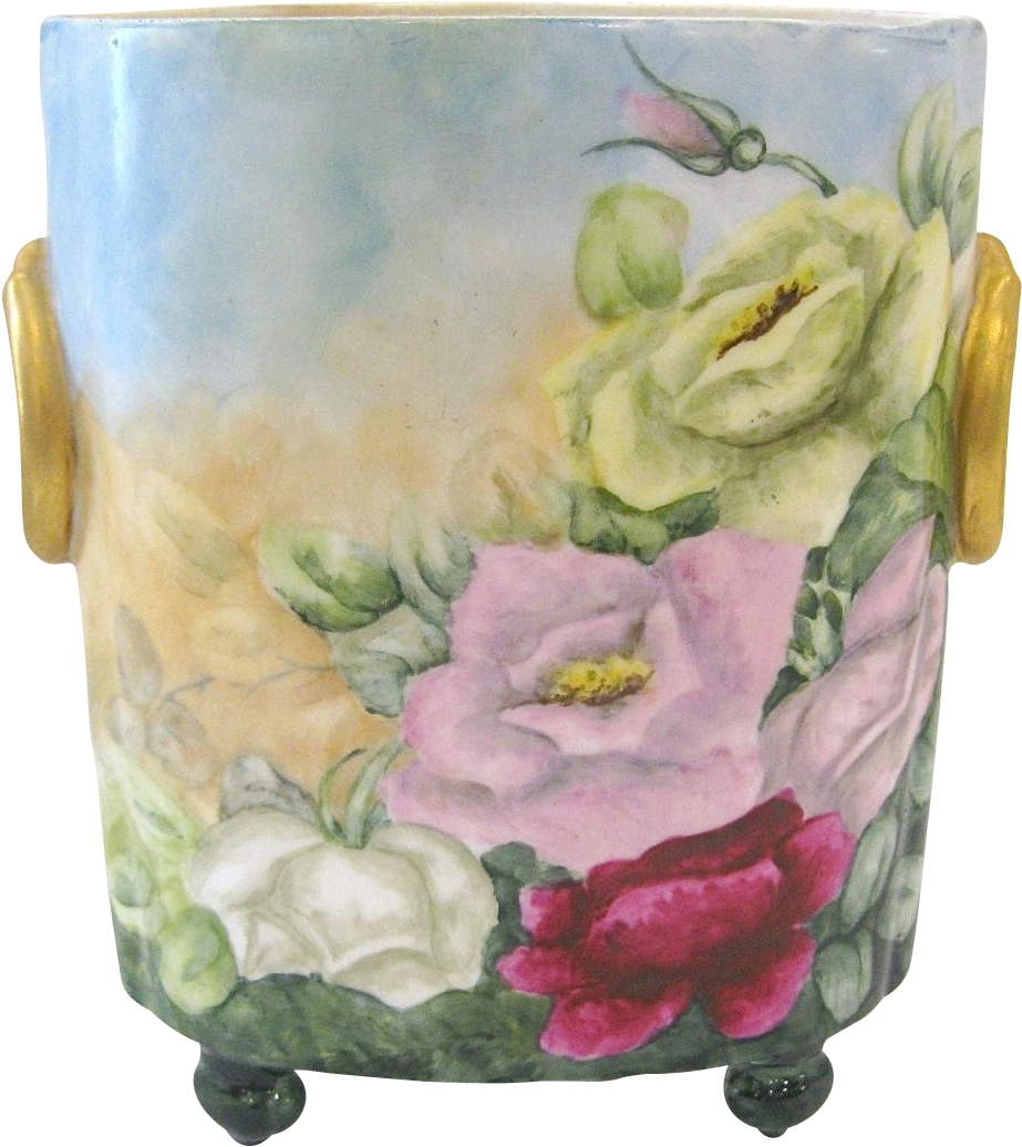 Download Guerin Limoges Cache Pot With Roses - Limoges PNG Image with ...