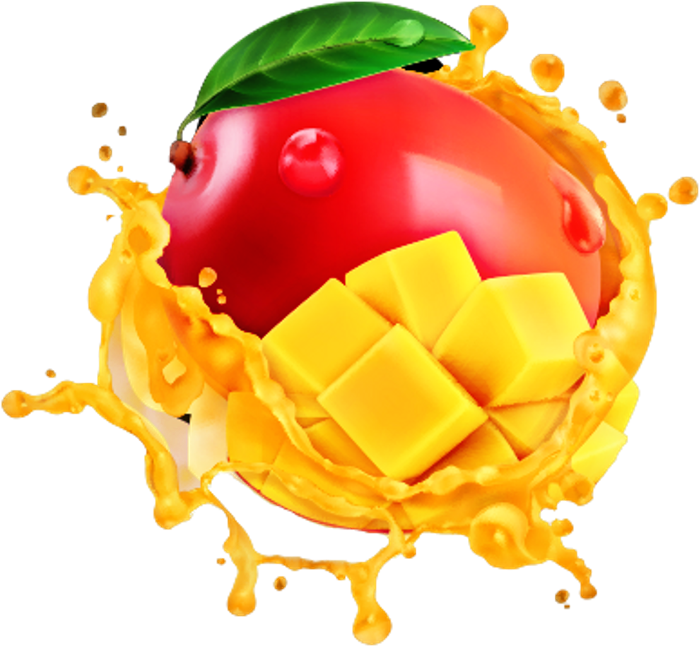 Scmango Mango Fruit Splash Yellow Food Ftestickers - Mango Juice Splash ...